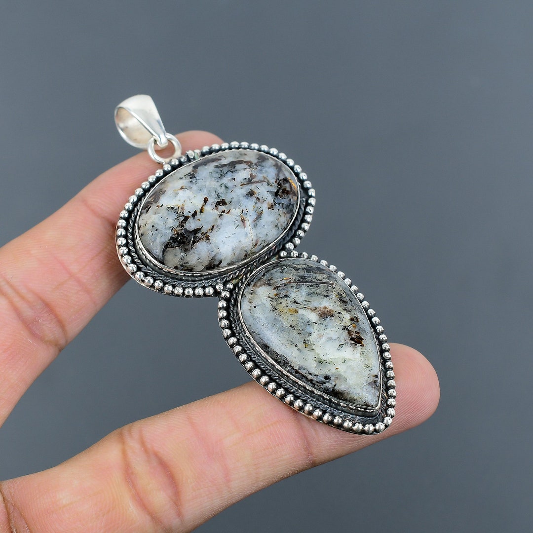 Handmade Astrophyllite 925 Sterling Silver Pendant: Ethnic Vintage ...