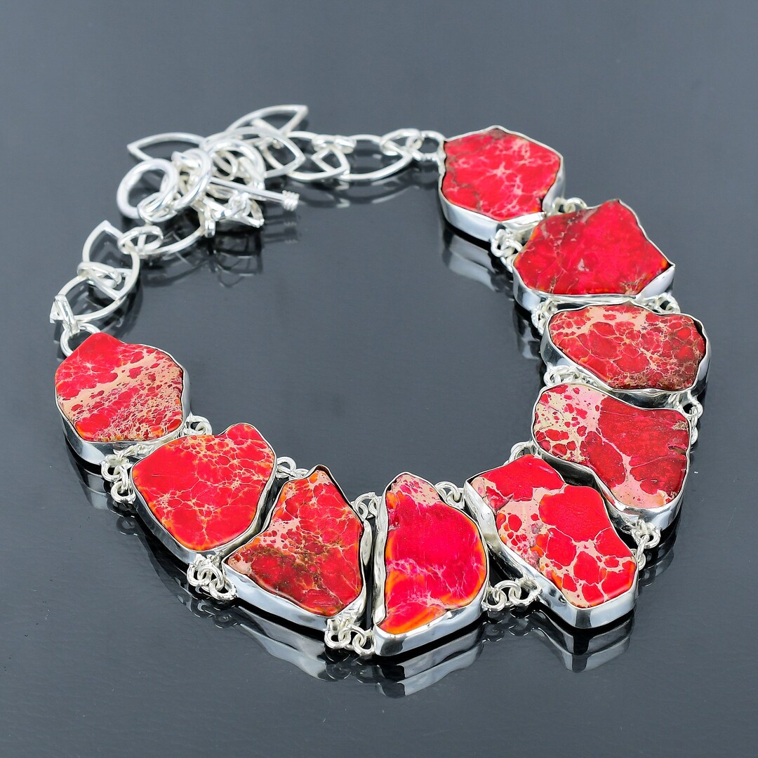 Red Sea Sediment Jasper Necklace 925 Sterling Silver Necklace Real ...