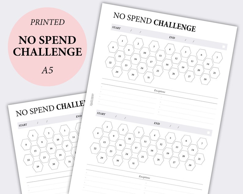 PRINTED No Spend Challenge Savings Challenge Savings Chart | Etsy