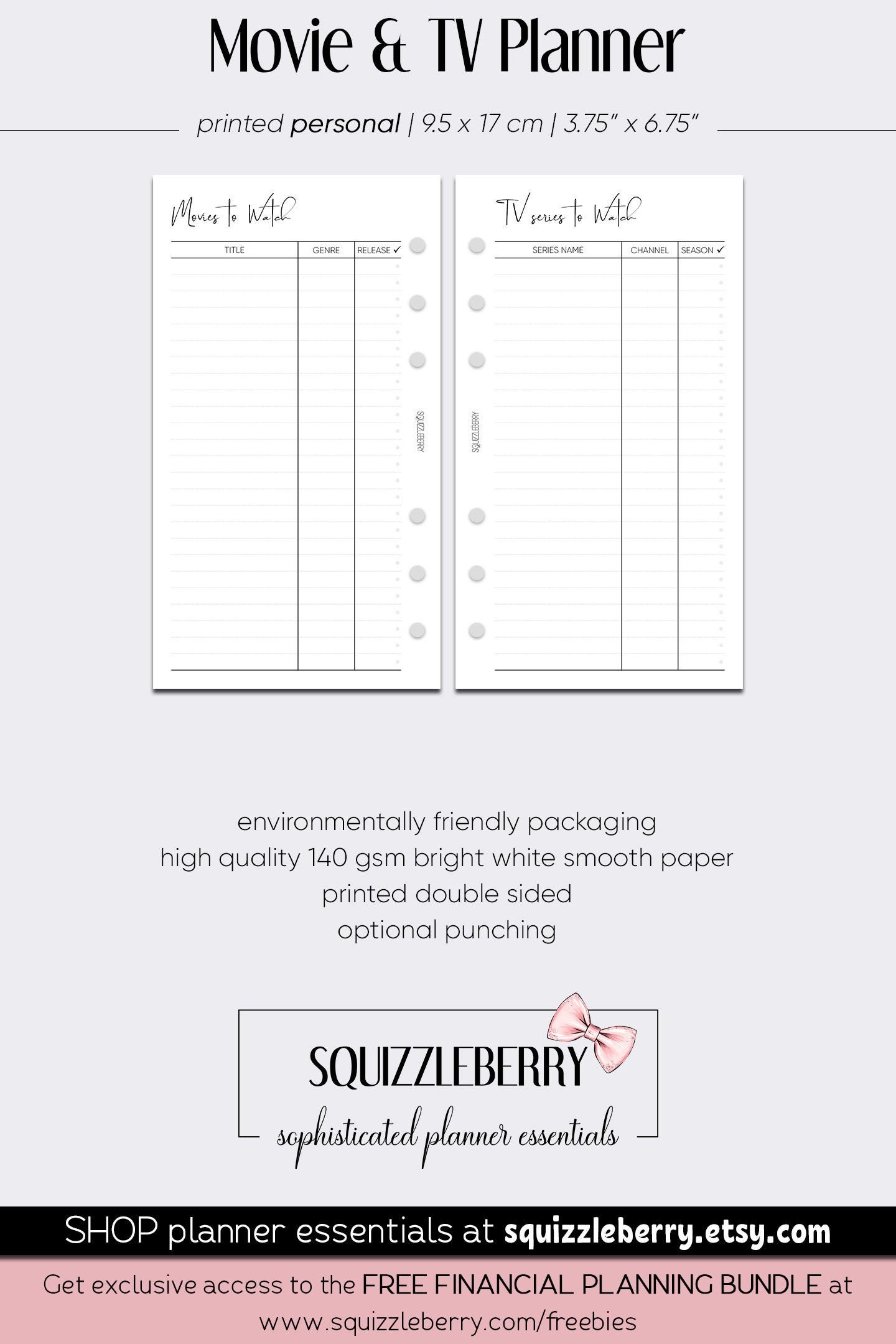 PRINTED Movie & TV Show Tracker Minimalist Planner Movie - Etsy
