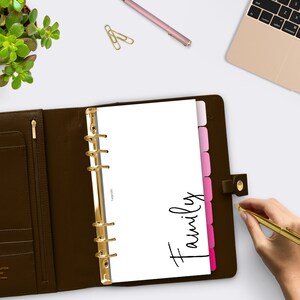 PRINTED Family Vellum Dashboard Filofax Dashboard for Minimal - Etsy
