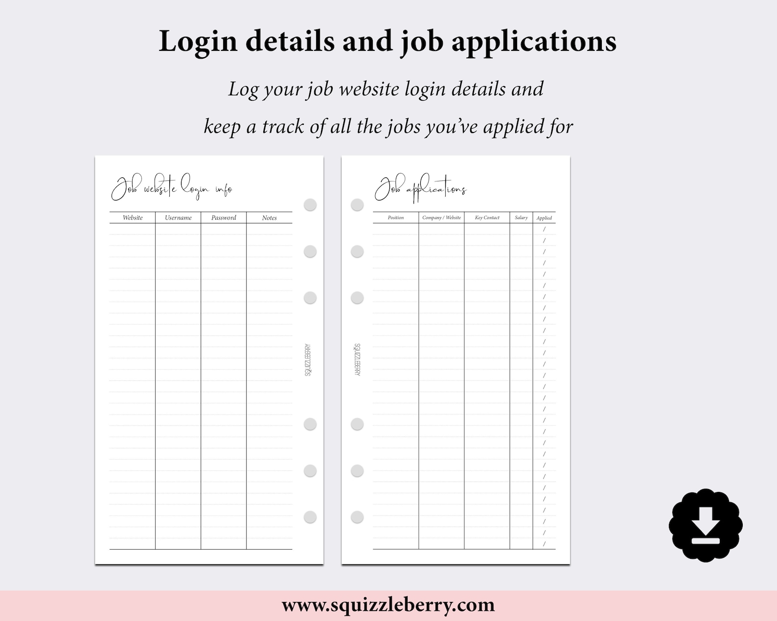 Job Search Planner Printable Career Planner Job Interview - Etsy