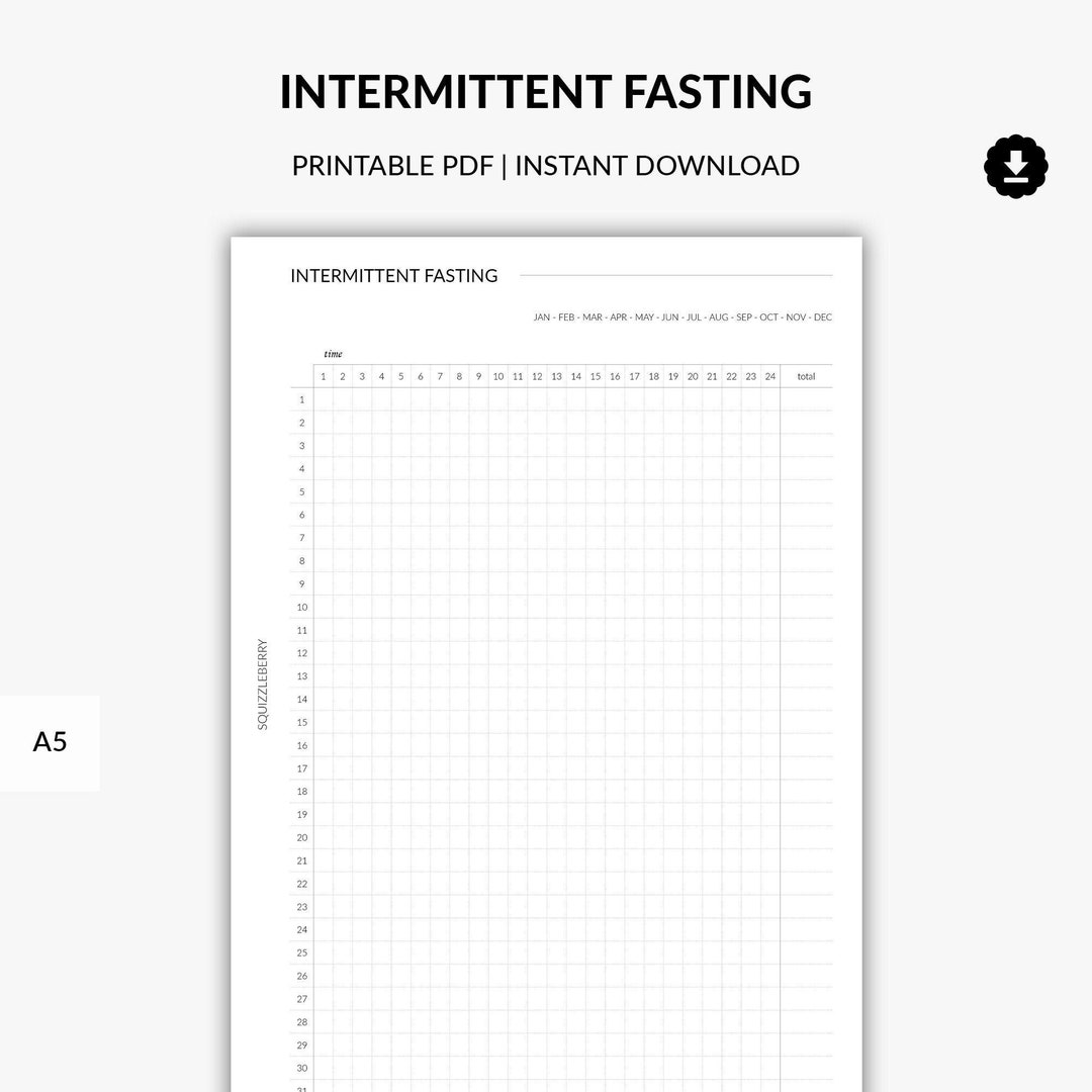 Intermittent Fasting Planner Printable, Weight Loss Tracker, Fitness ...
