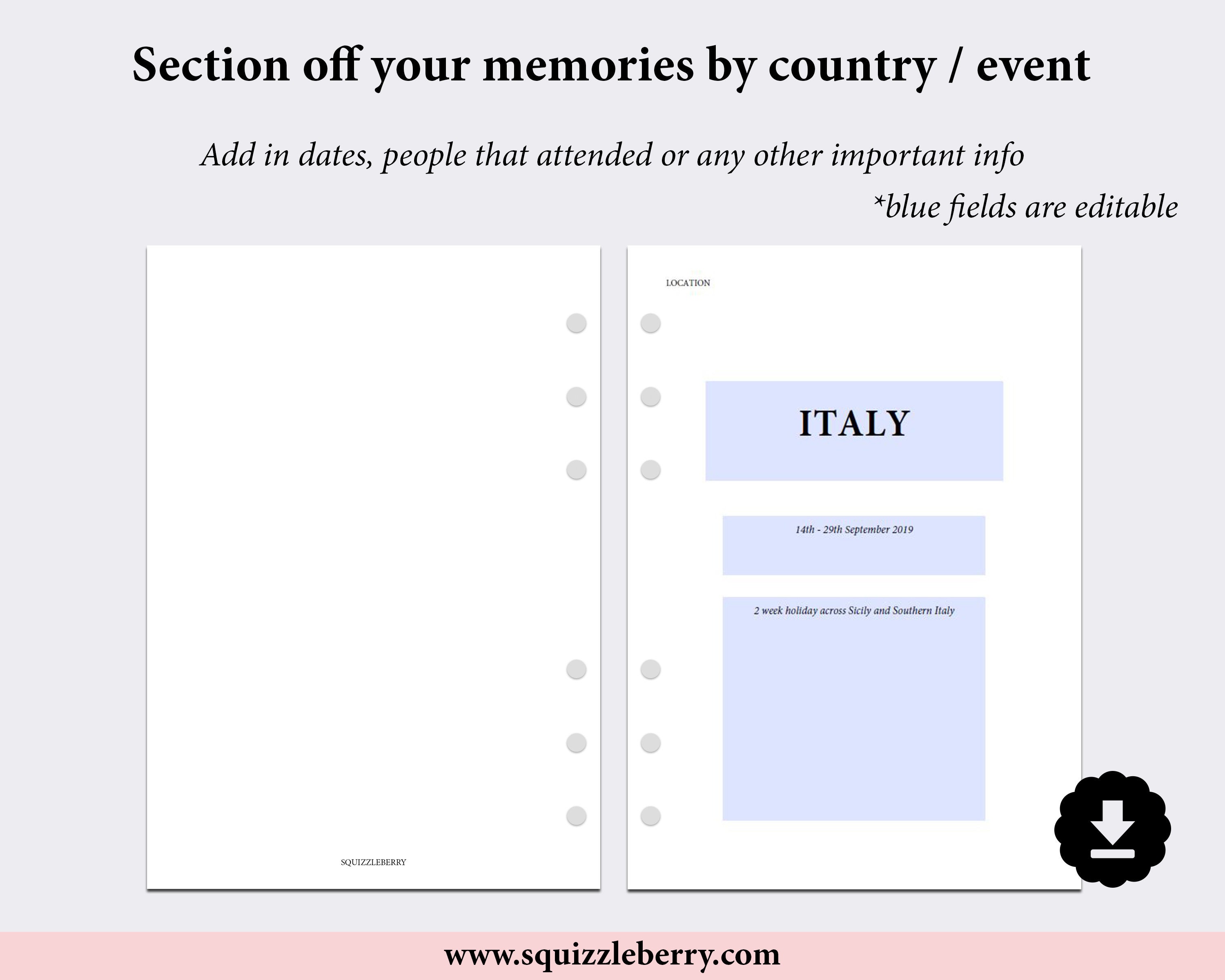 EDITABLE Memory Journal PDF Writing Journal Memory Keeping | Etsy