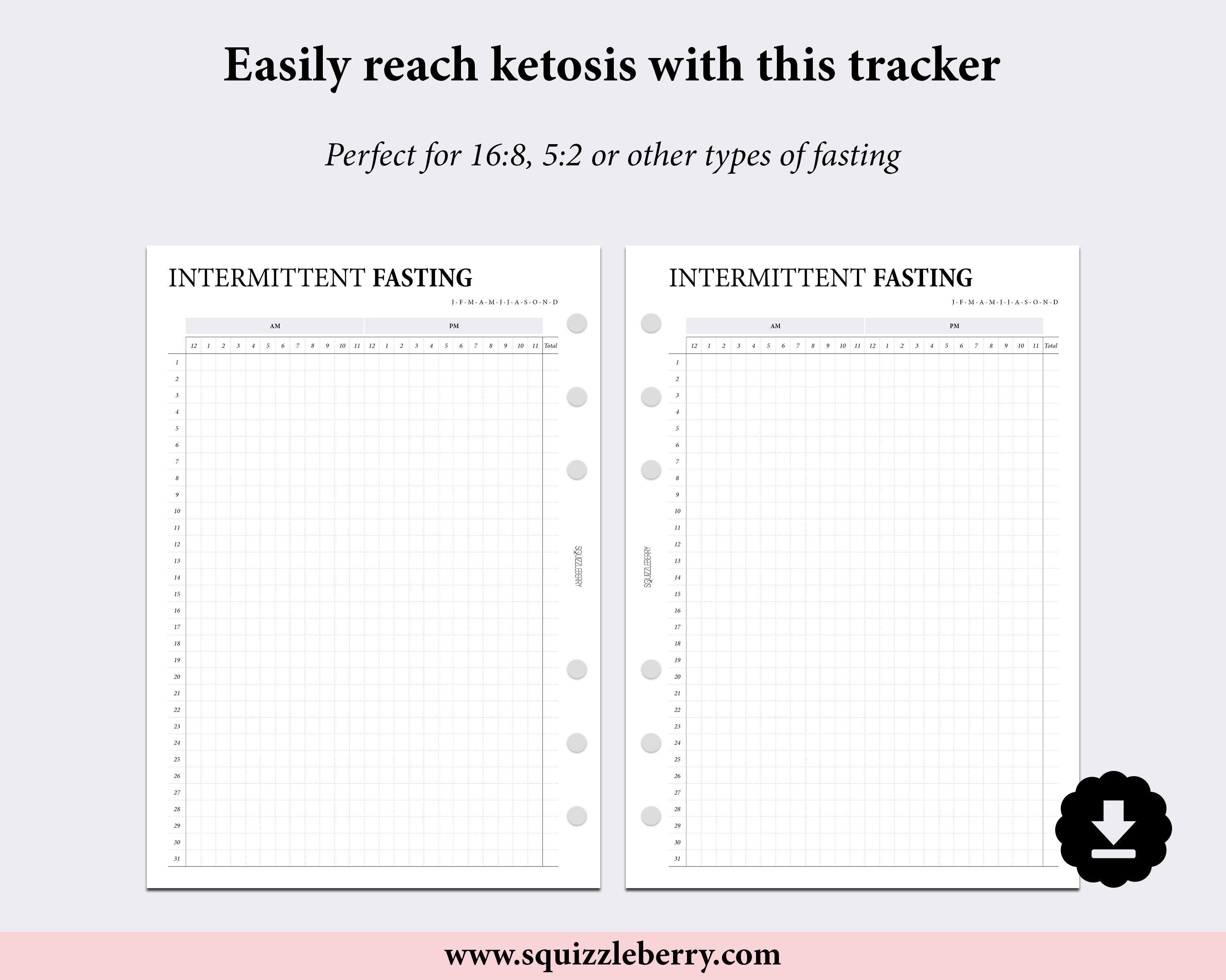 Intermittent Fasting Planner Printable Weight Loss Tracker | Etsy