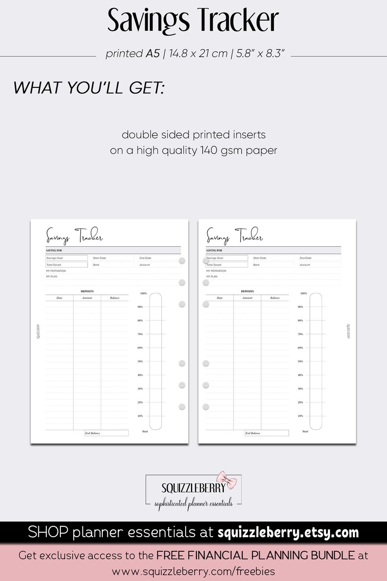 PRINTED Savings Tracker Savings Chart Money Tracker Savings | Etsy