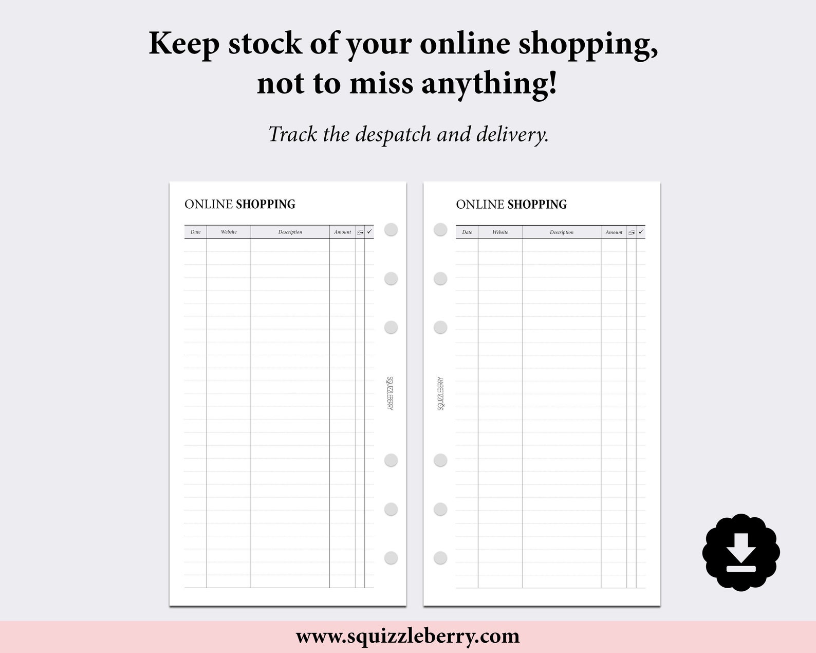 Online Shopping Tracker Planner Printable Shopping List - Etsy