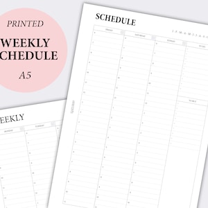 PRINTED Weekly Schedule Planner, Weekly Planner, Week on 2 Pages ...