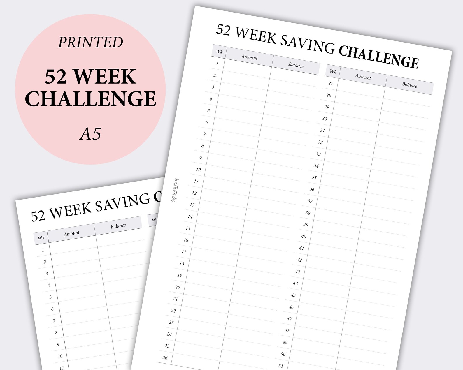 PRINTED 52 Week Challenge Savings Challenge Savings Chart - Etsy