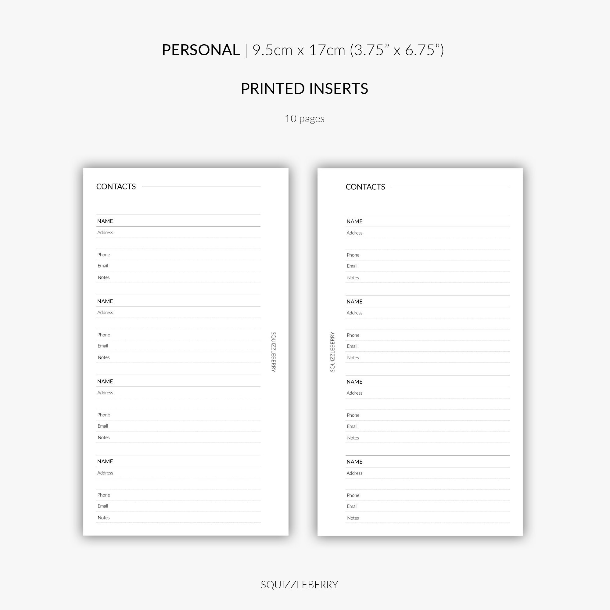 PRINTED Contacts List Business Contacts Address Book Page - Etsy UK