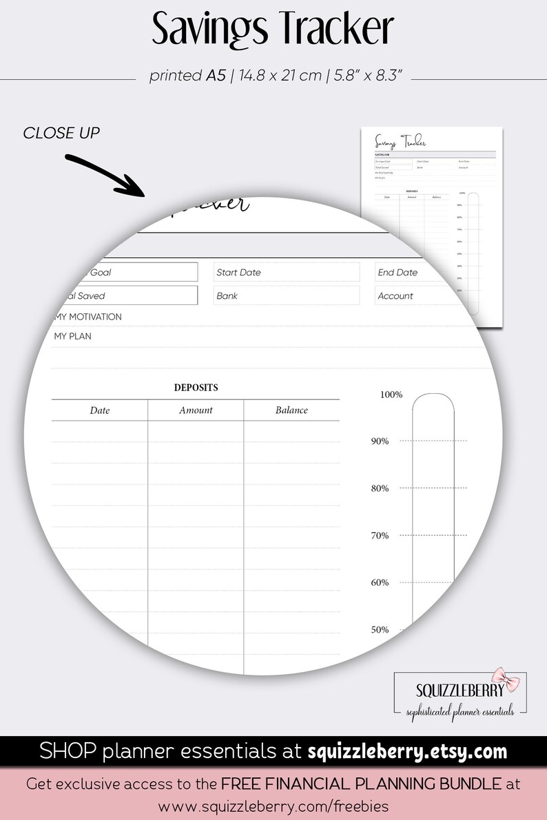 PRINTED Savings Tracker Savings Chart Money Tracker Savings | Etsy