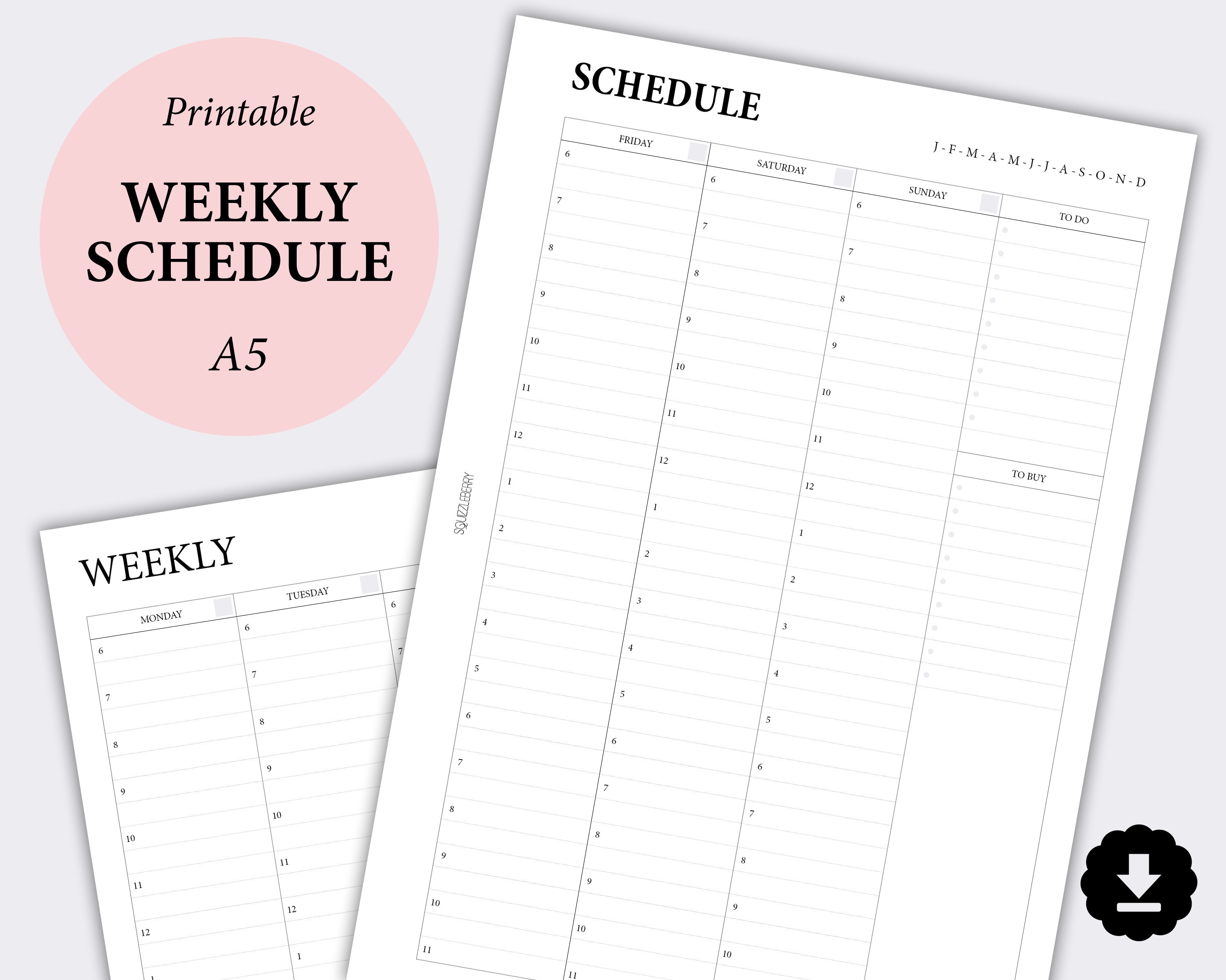 Weekly Schedule Planner Printable Weekly Planner Week on 2 - Etsy