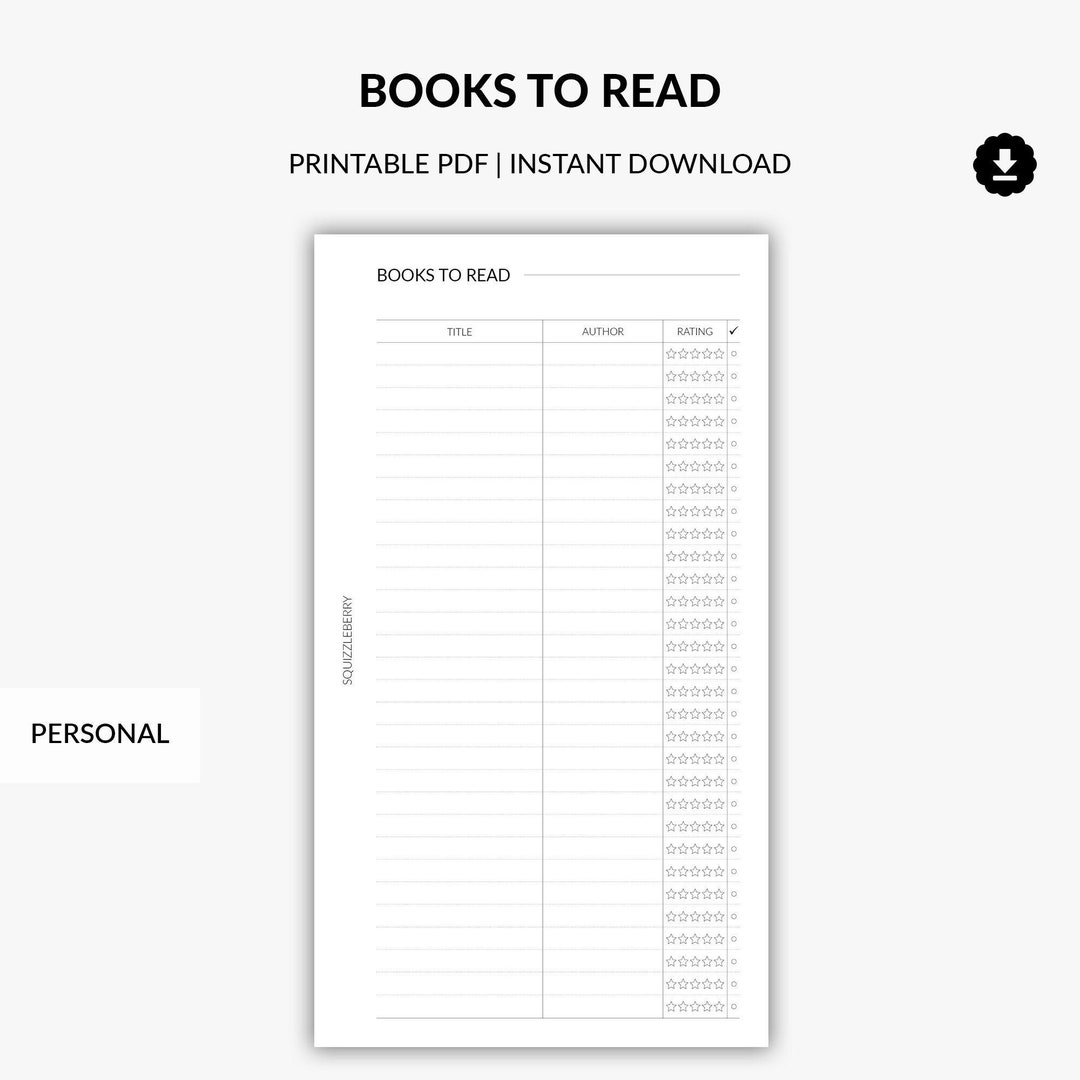 Books to Read Planner Printable, Book Tracker, Book Journal, Book List ...