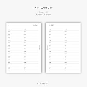 PRINTED Contacts List, Business Contacts, Address Book Page, Contacts ...
