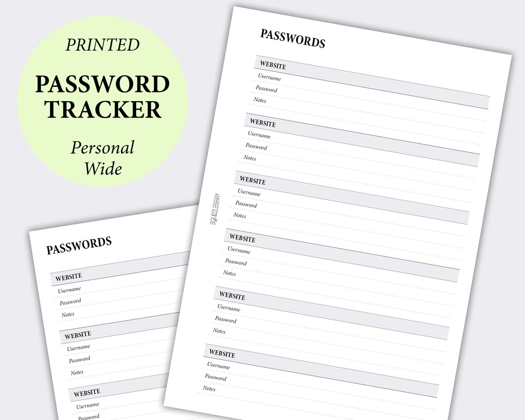 PRINTED Password Tracker, Password Book, Password Organizer, Password ...