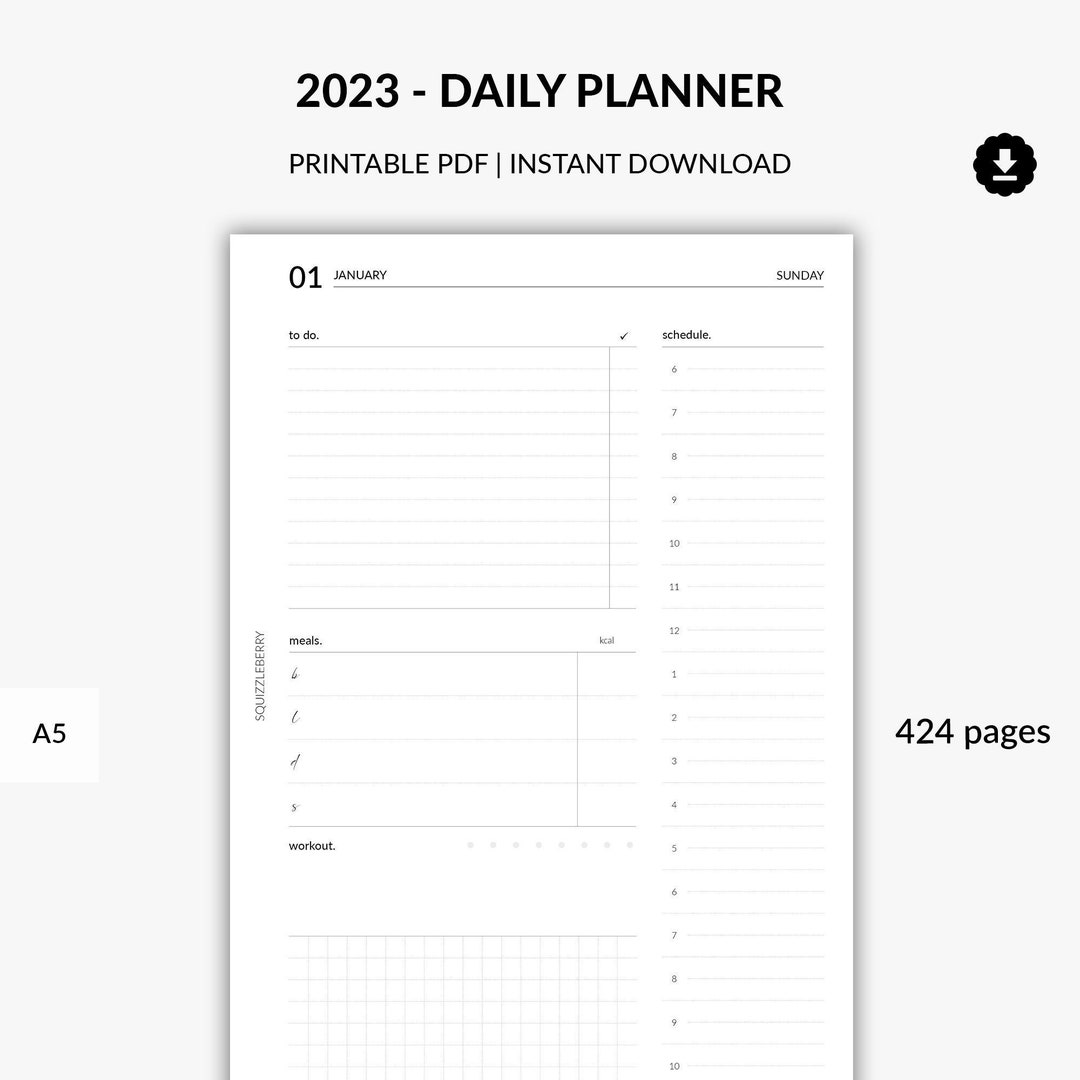 2023 Daily Planner Printable Daily Schedule With A Meal And Etsy 2023 Daily Planner Printable Daily Schedule With A Meal And Etsy