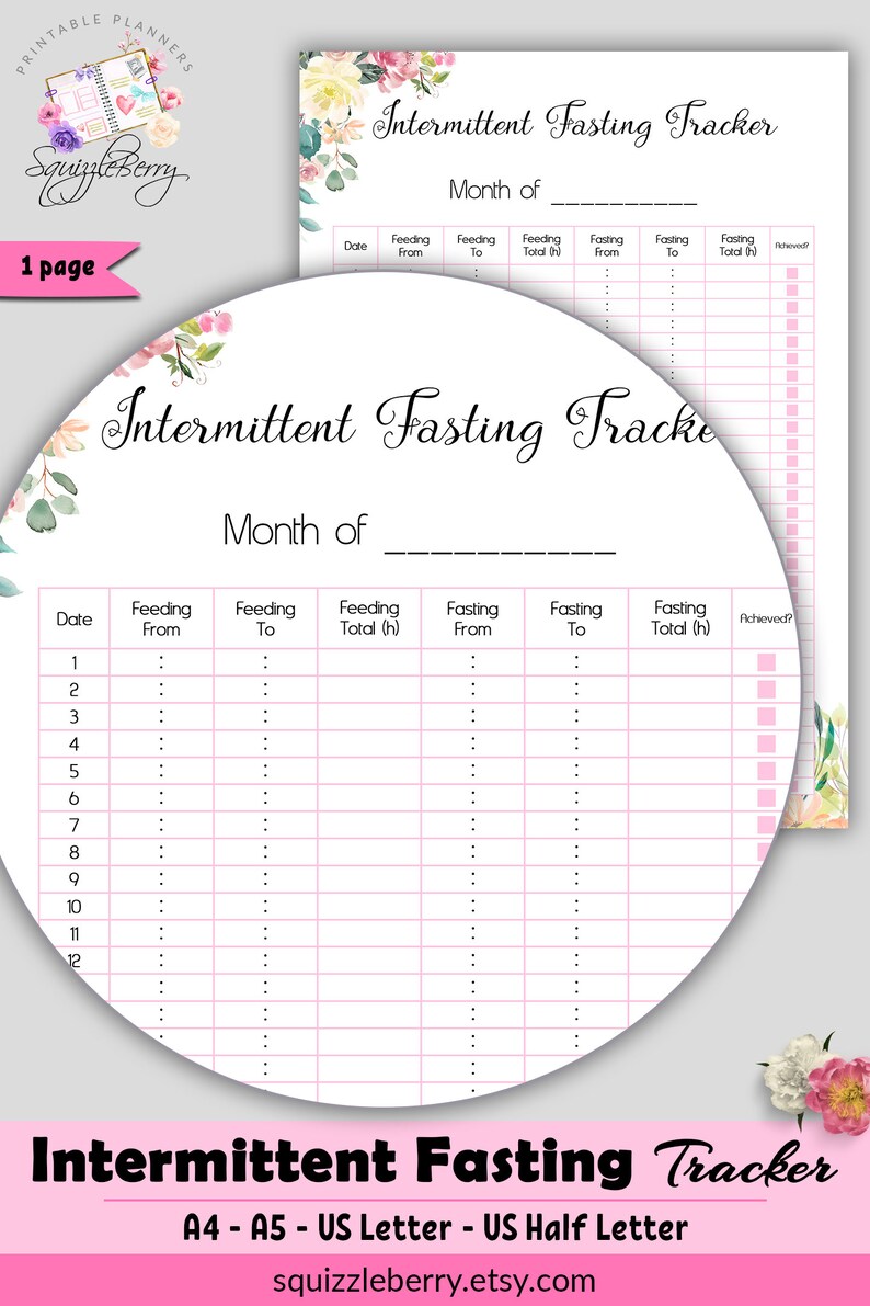 Intermittent Fasting Tracker for your Goal Tracker and A5 | Etsy