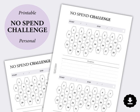 No Spend Challenge Planner Printable Savings Challenge | Etsy