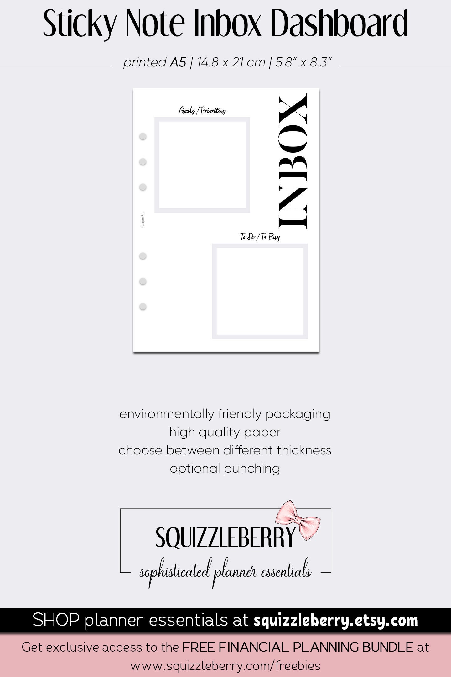 PRINTED Inbox Sticky Note Dashboard Filofax Dashboard Inbox - Etsy