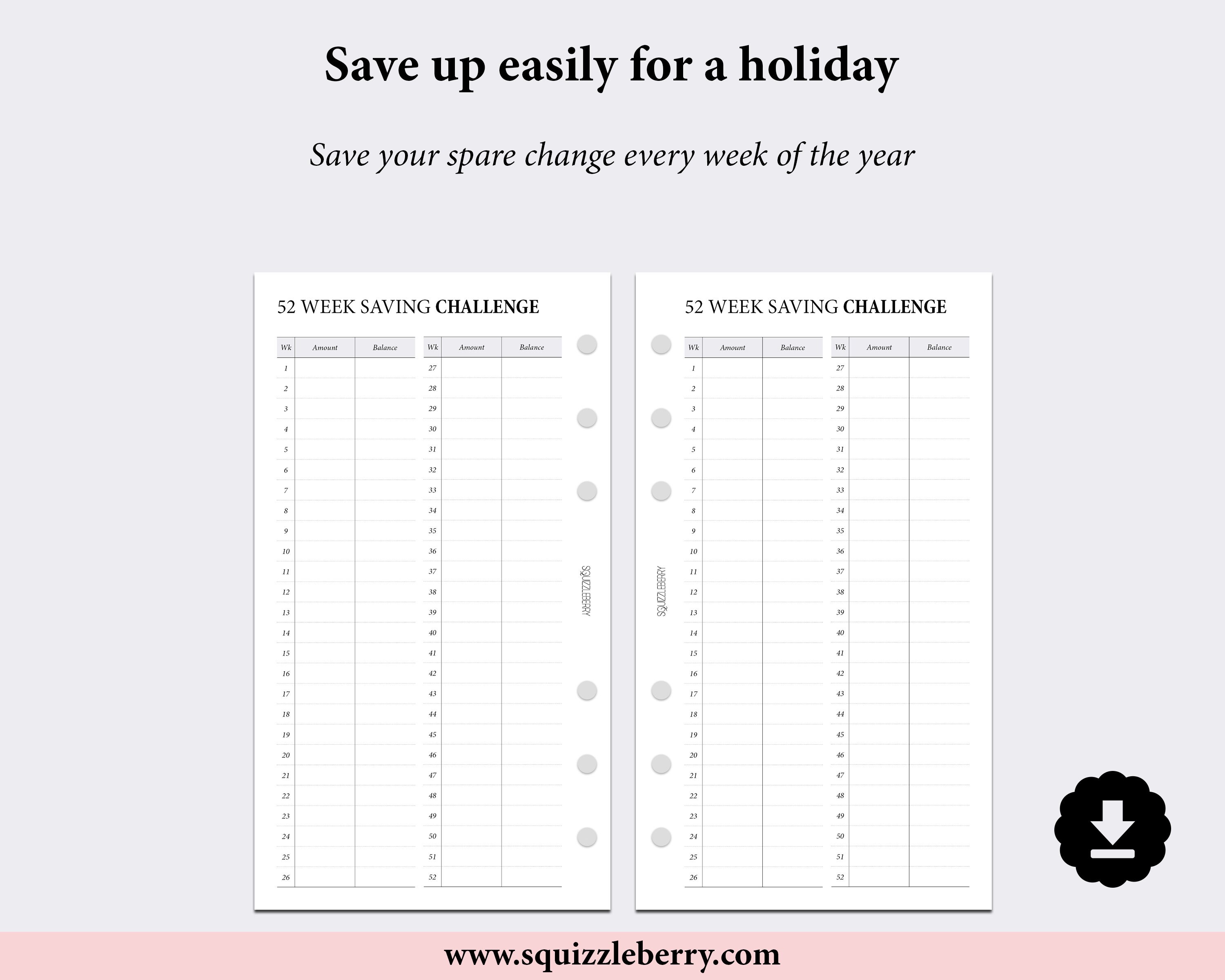 52 Week Challenge Printable Planner Savings Challenge - Etsy