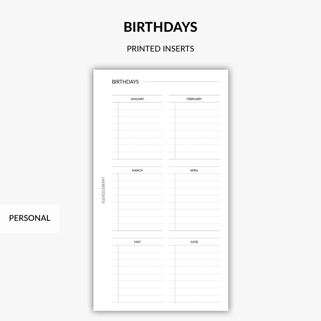 PRINTED Birthday Tracker, Birthday Calendar, Birthday Planner, Printed ...