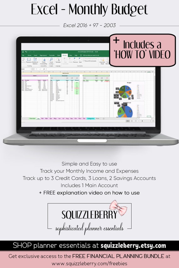 Simple Excel Monthly Budget Budget Planner Excel Sheet | Etsy