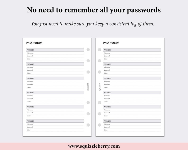 PRINTED Password Tracker Password Book Password Organizer - Etsy