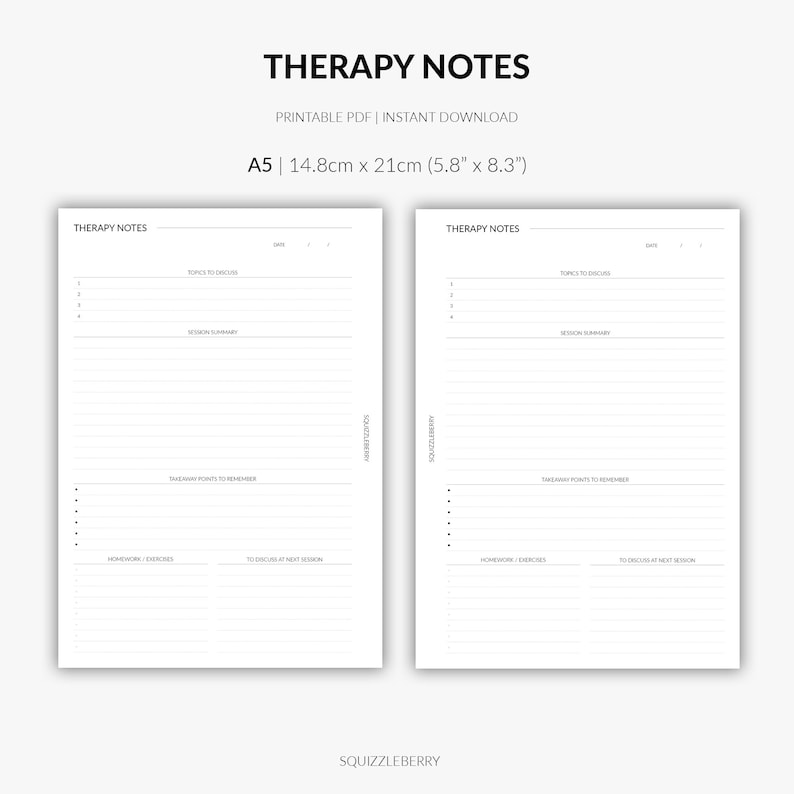 Therapy Notes Planner Printable Mental Health Personal Growth | Etsy
