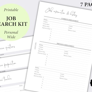 Job Search Planner Printable, Career Planner, Job Interview Pages, Job ...
