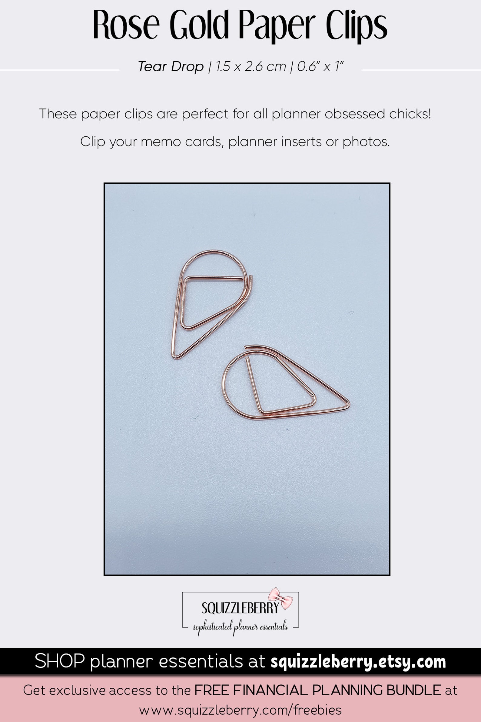 Rose Gold Tear Drop Shape Paper Clips Teardrop Paperclips - Etsy