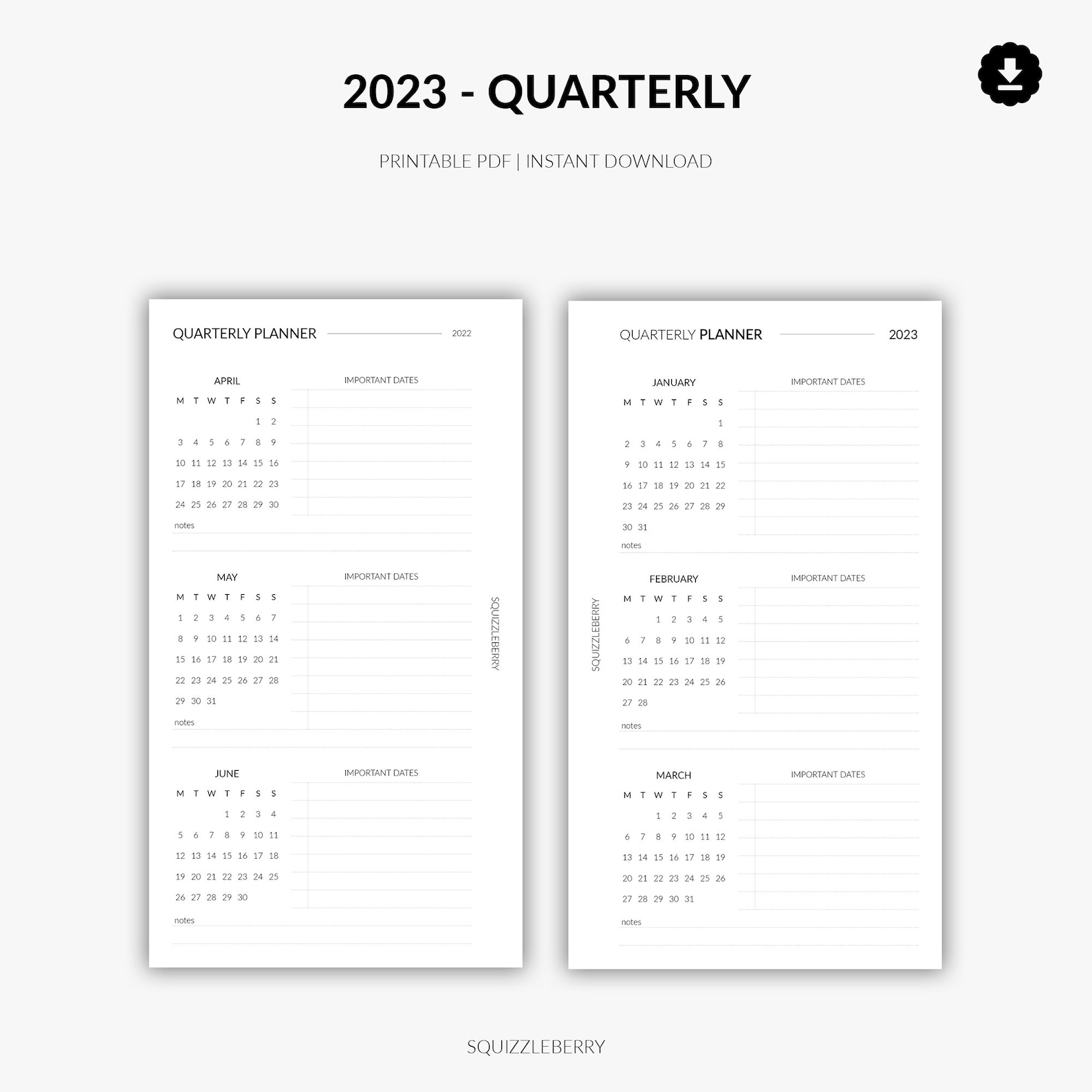 2023 Monthly Quarterly Tracker Planner Printable Finance - Etsy