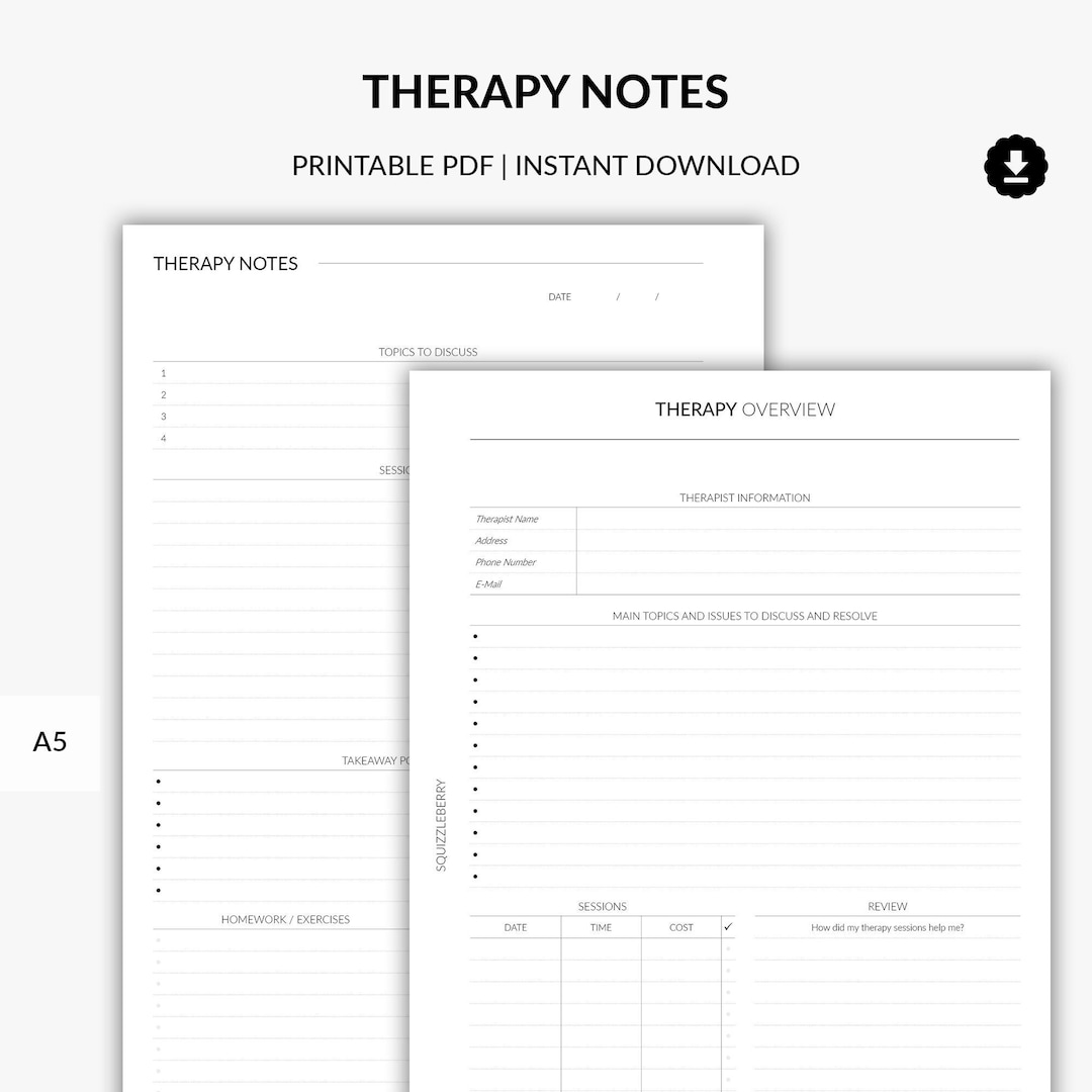 Therapy Notes Planner Printable Mental Health Personal Growth - Etsy