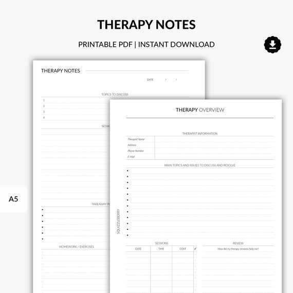 Therapy Notes Planner Printable Mental Health Personal Growth | Etsy