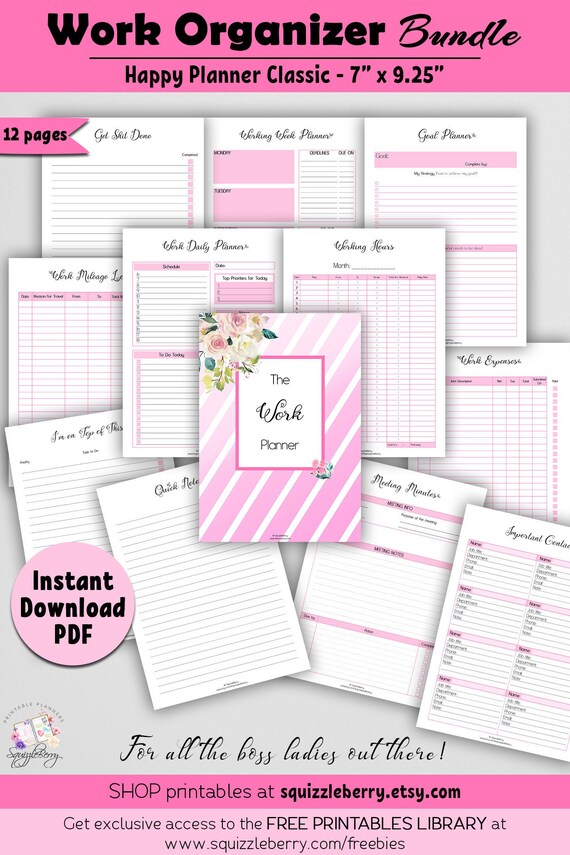 Work Day Planner Printable Bundle Office Planner Inserts | Etsy