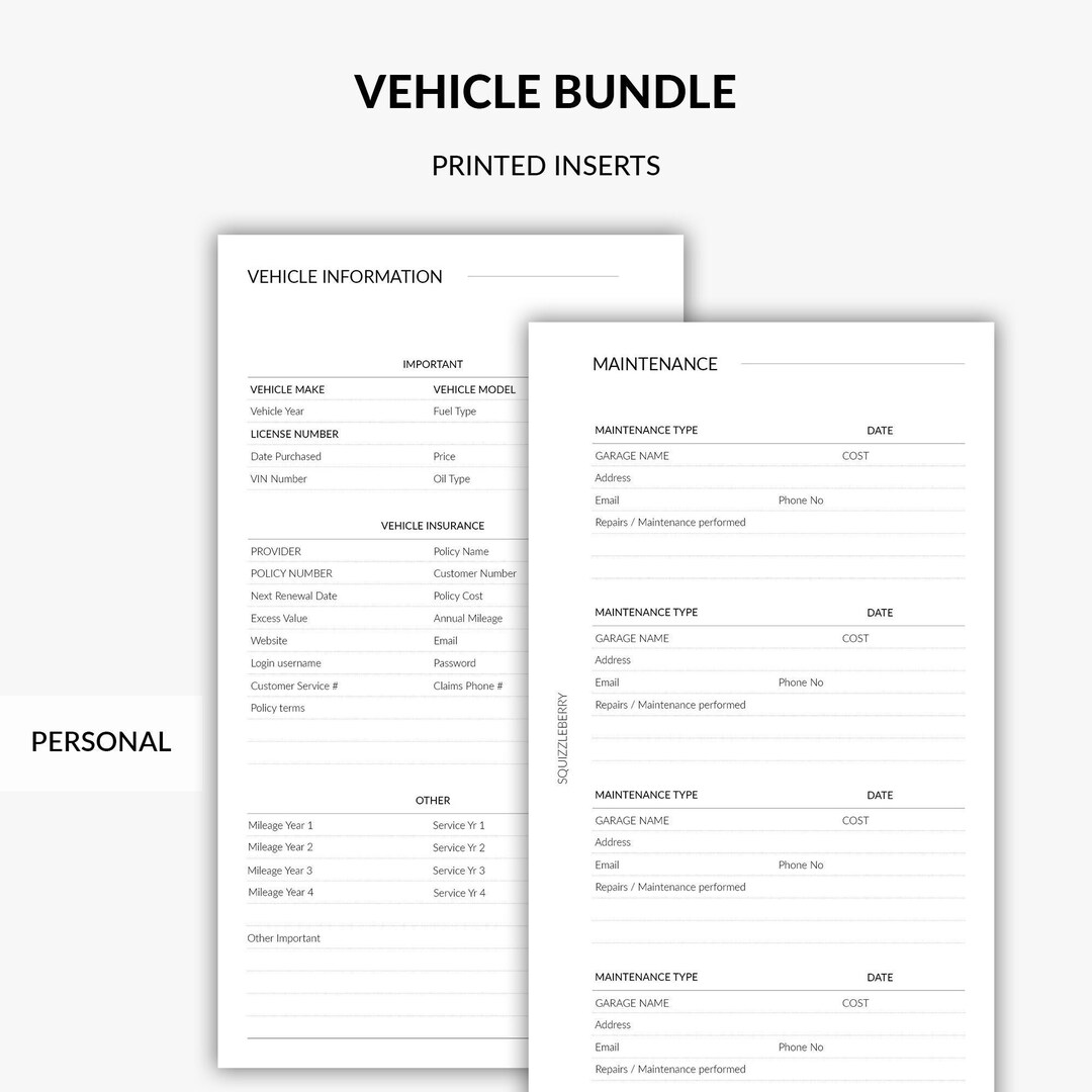 PRINTED Monthly Mileage Log, Mileage Tracker, Travel Log, Vehicle ...