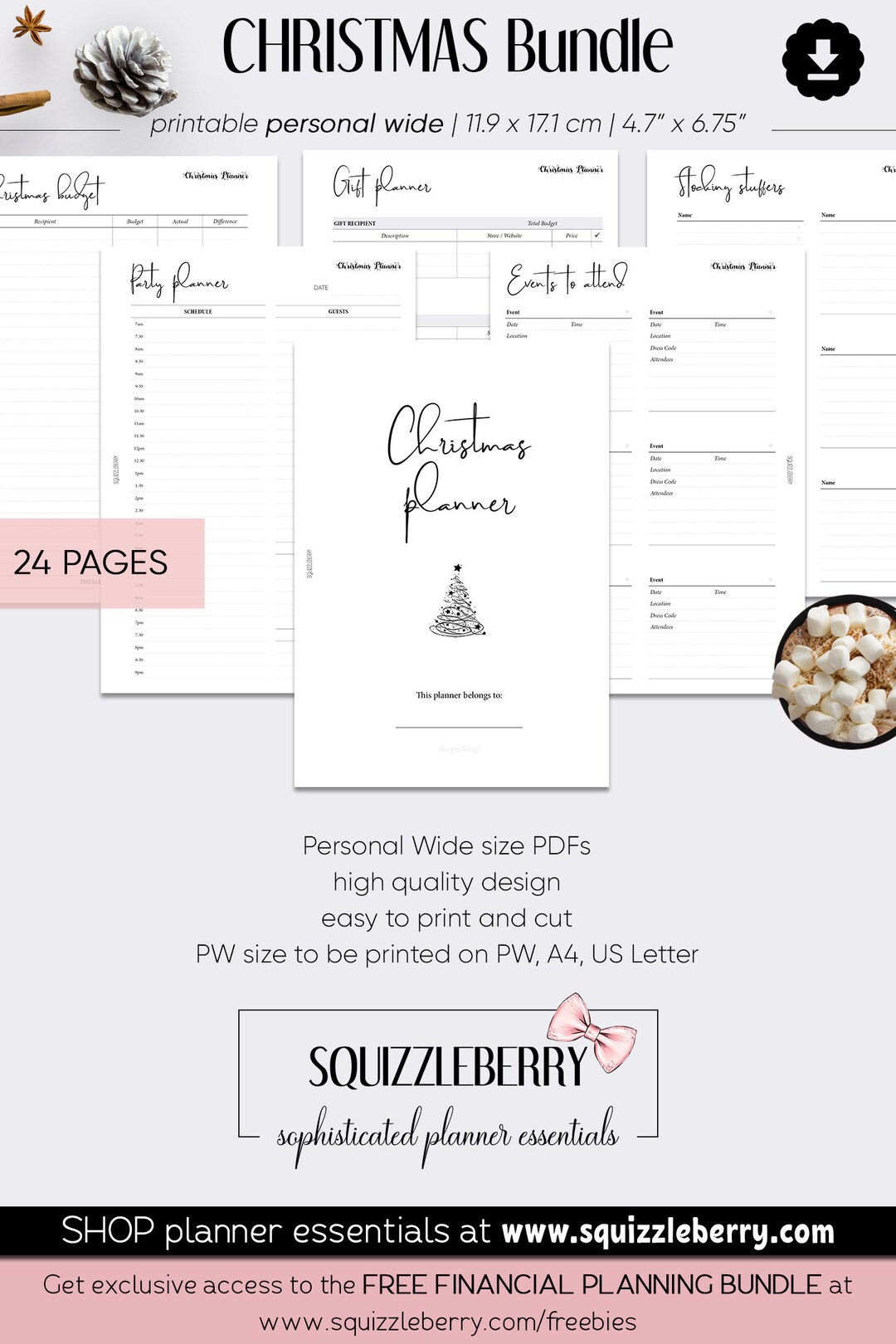 Christmas Planner Printable Bundle, Holiday Planner, Christmas ...