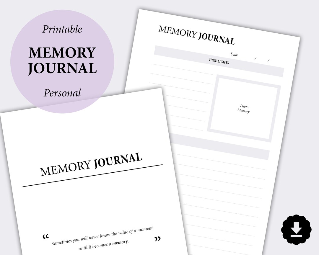 Memory Journal Planner Printable, Writing Journal, Daily Thoughts Pages ...