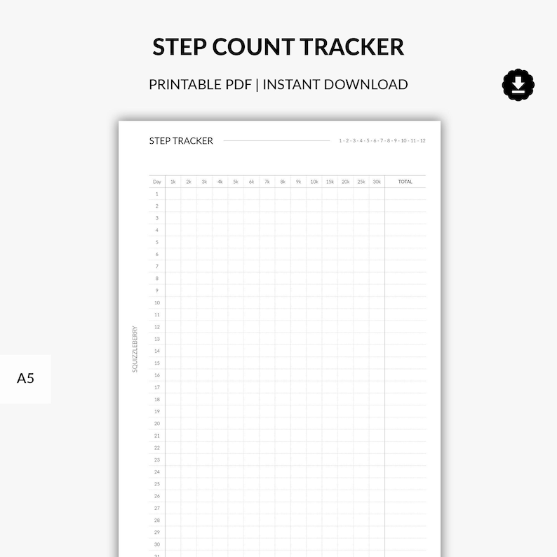 Step Count Planner Printable Fitbit Steps Tracker Weight - Etsy Hong Kong