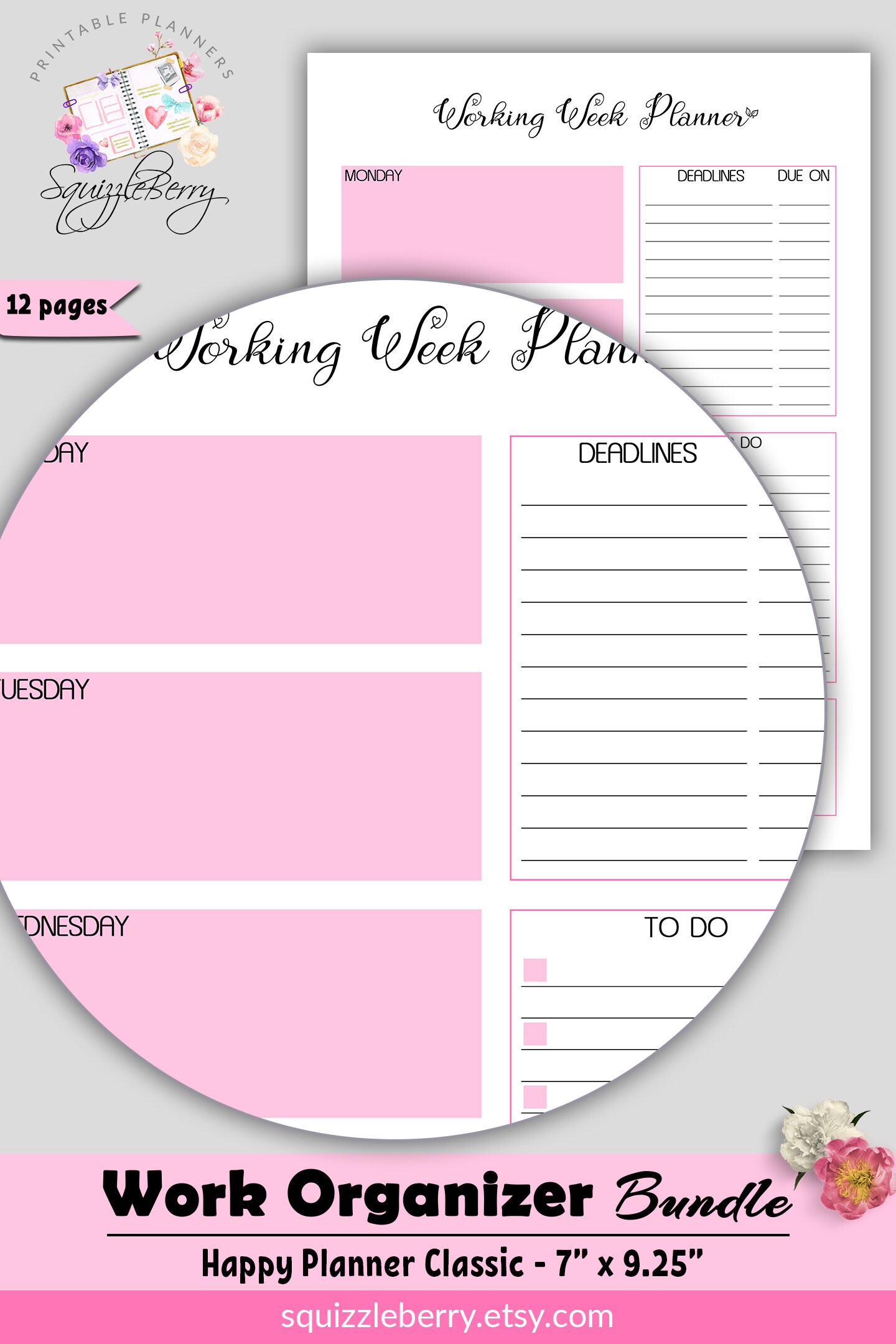 Work Day Planner Printable Bundle Office Planner Inserts | Etsy