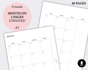 Undated Month on 2 Pages Mini Happy Planner Printable Inserts - Etsy