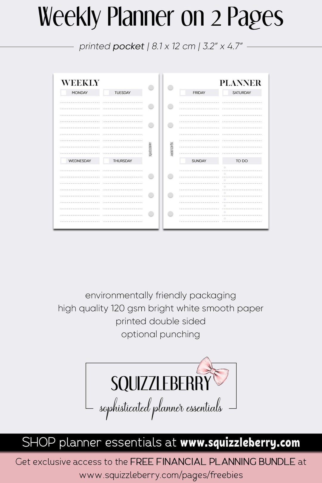 PRINTED Weekly Planner on 2 Pages, Undated Weekly Planner Boxes, Weekly ...
