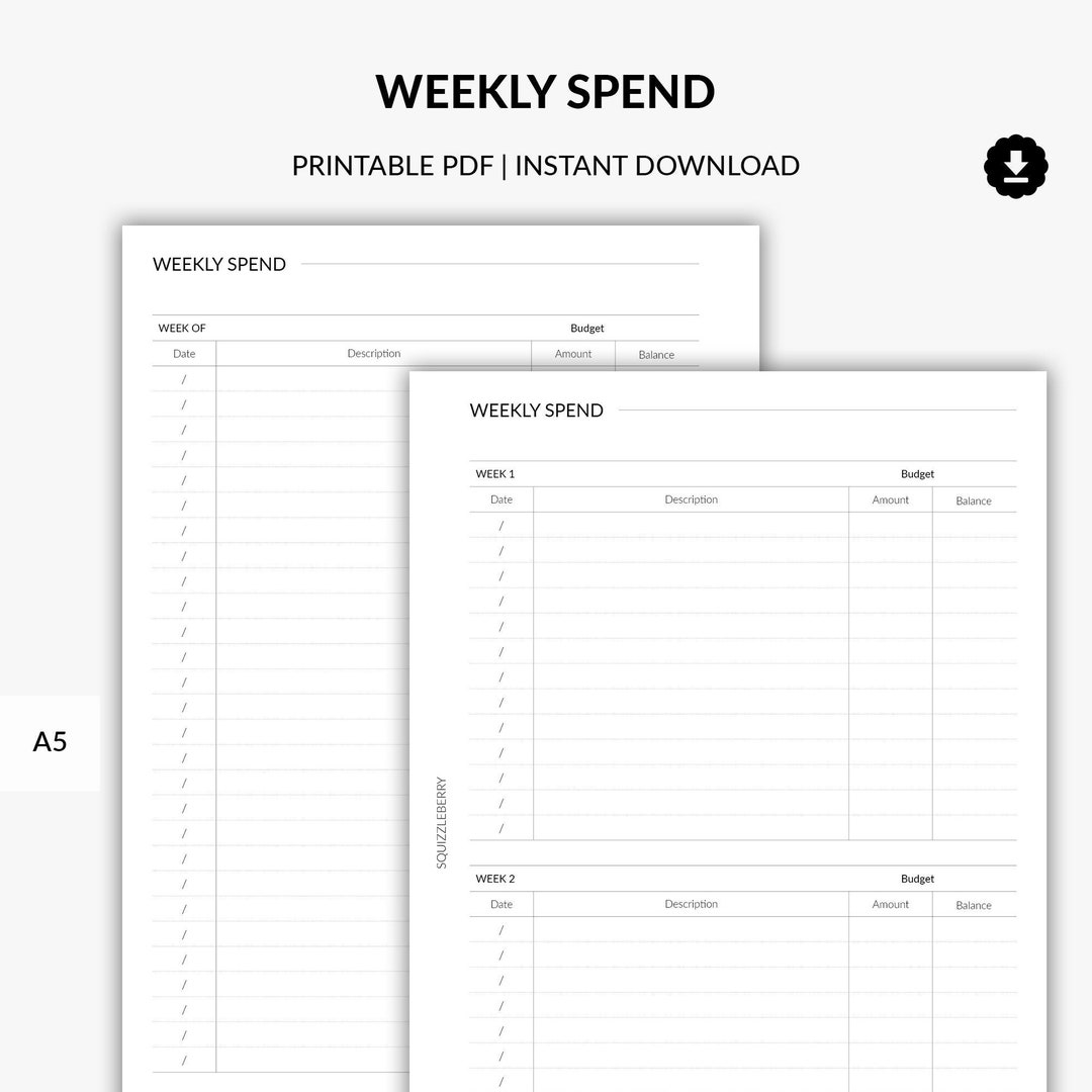 Weekly Spending Planner Printable, Spending Planner, Expense Tracker ...