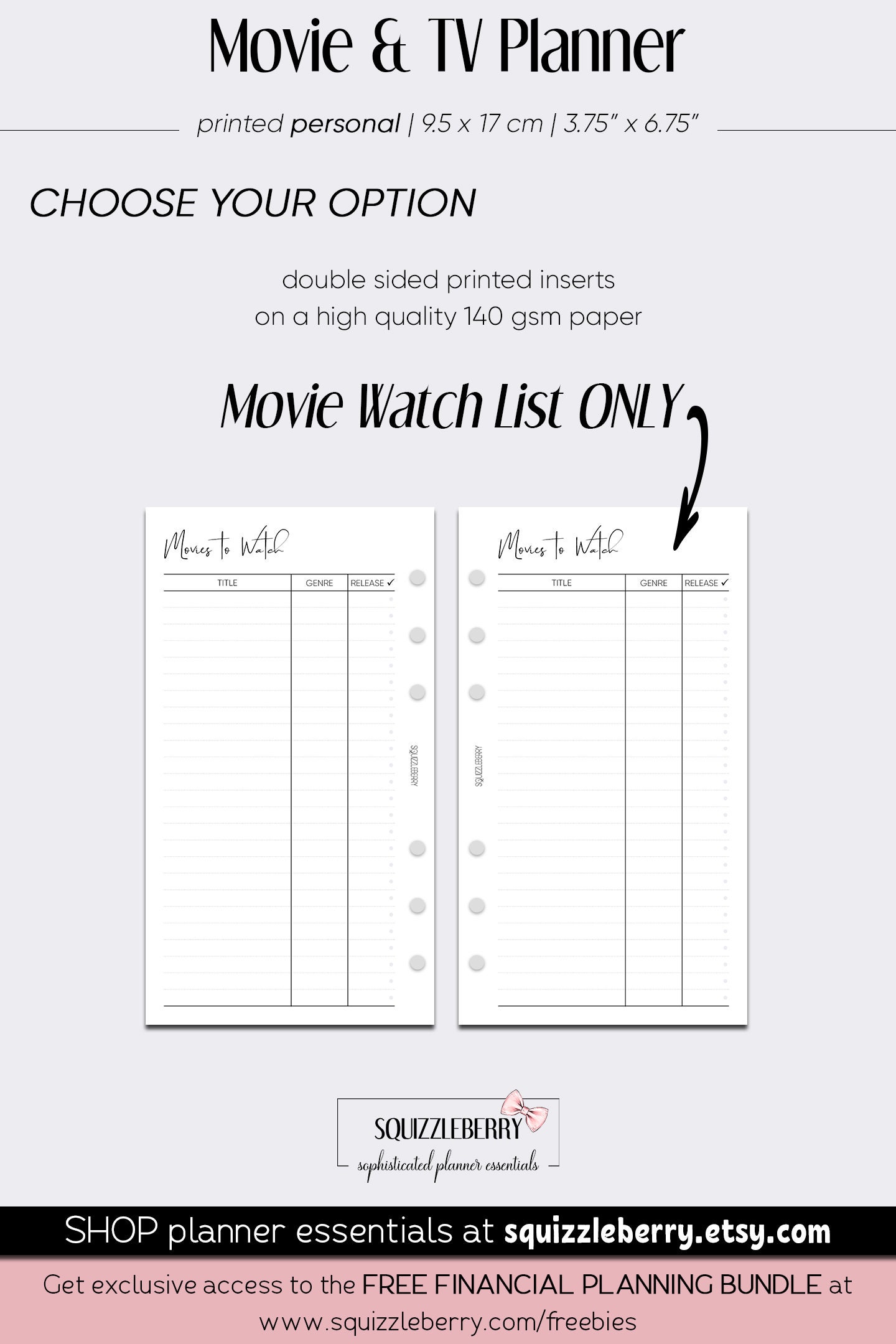 PRINTED Movie & TV Show Tracker Minimalist Planner Movie - Etsy