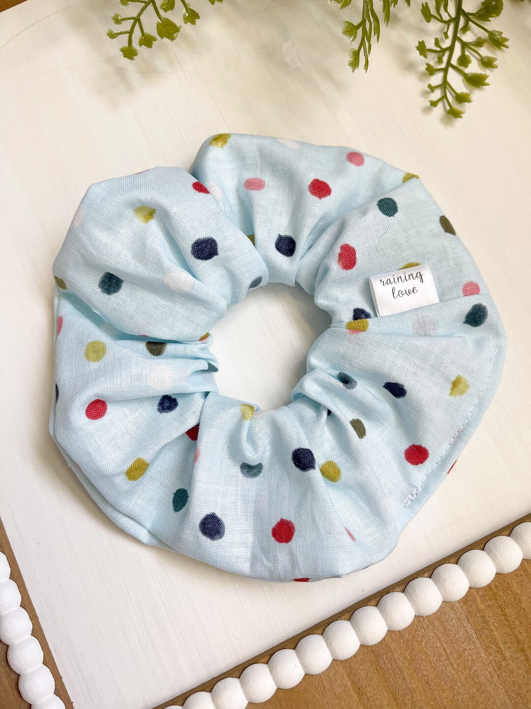 Baby Blue Spots Scrunchie - Etsy