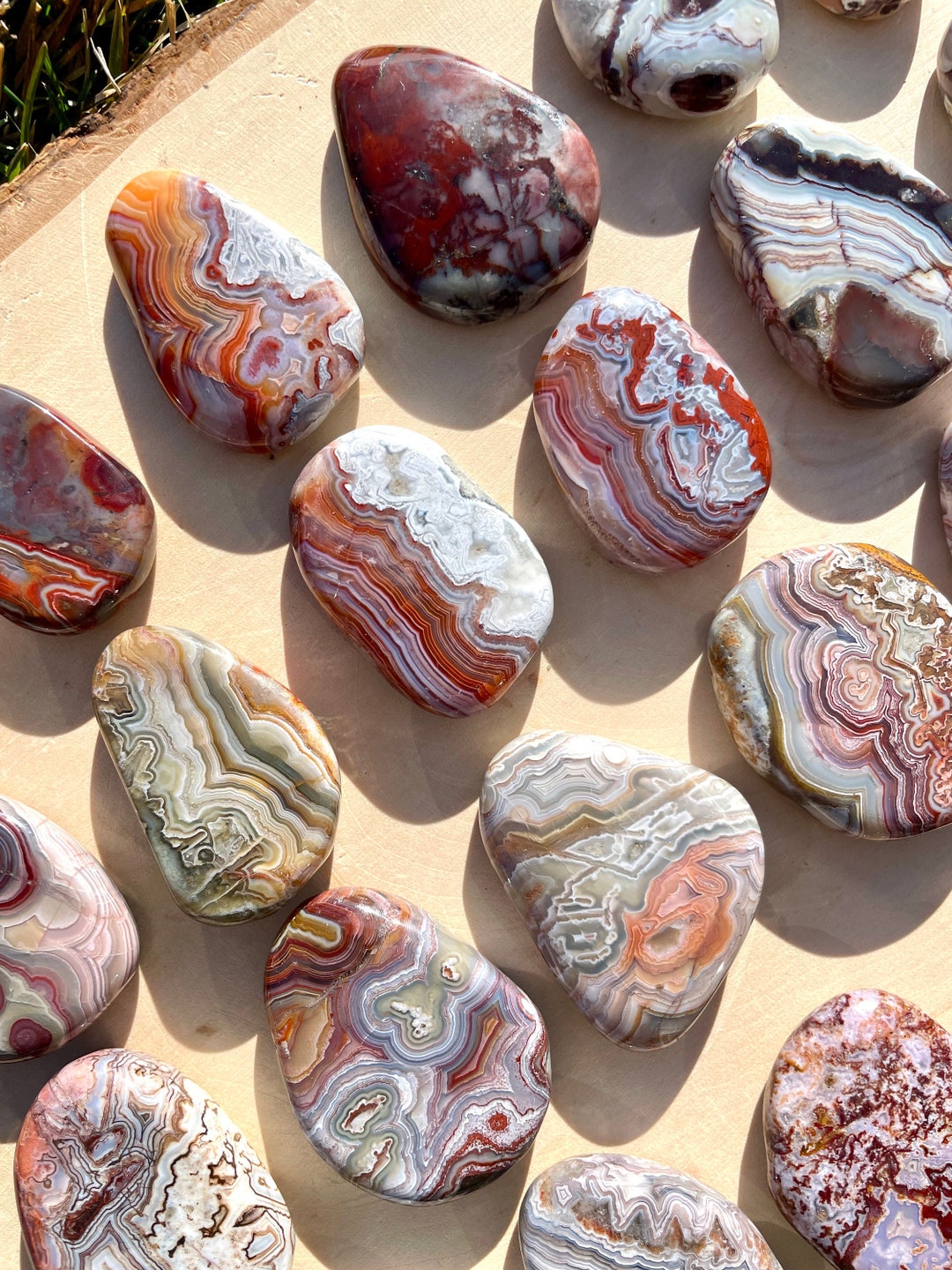 LAGUNA LACE AGATE Mini Palm, Pocket Worry Stones, Choice, Natural ...