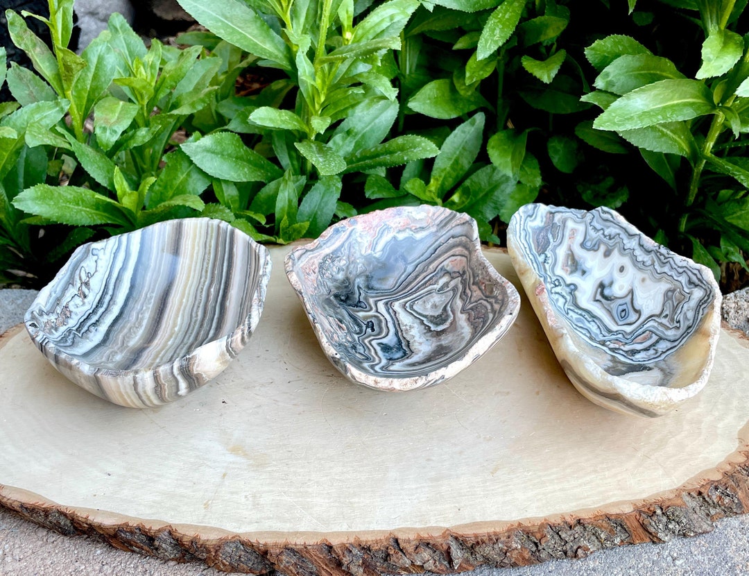 ZEBRA CALCITE BOWL, Choice, Irregular Shape, Natural Banded Striped ...