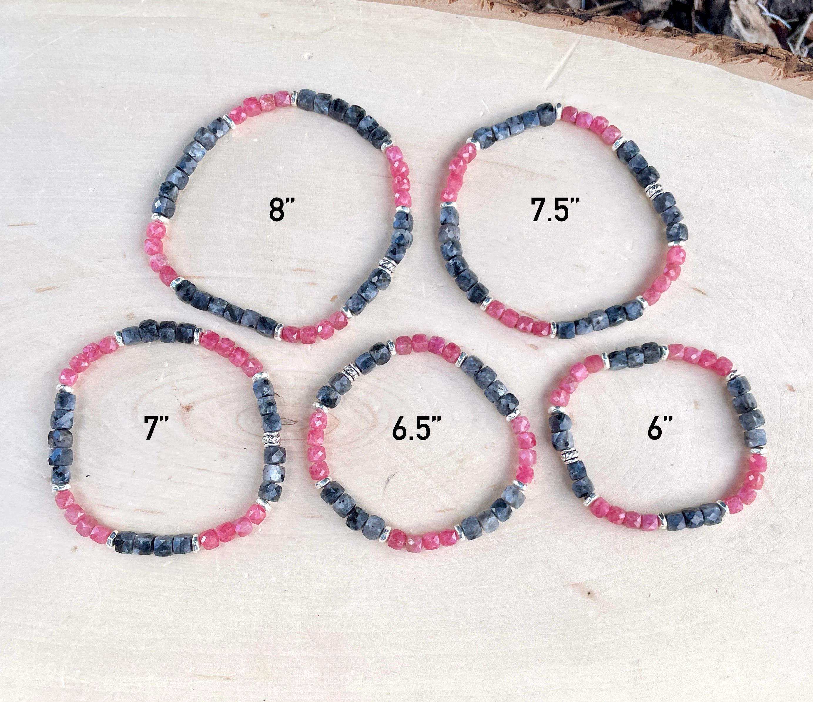 THULITE & LARVIKITE Cube BRACELET, Norwegian Natural Stone, Norway ...