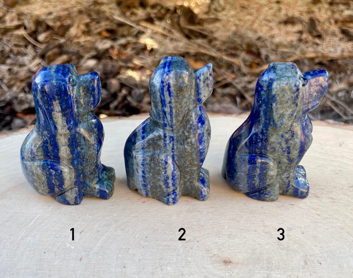 LAPIS LAZULI DOG 2.5 Choice Crystal Stone Carving | Etsy
