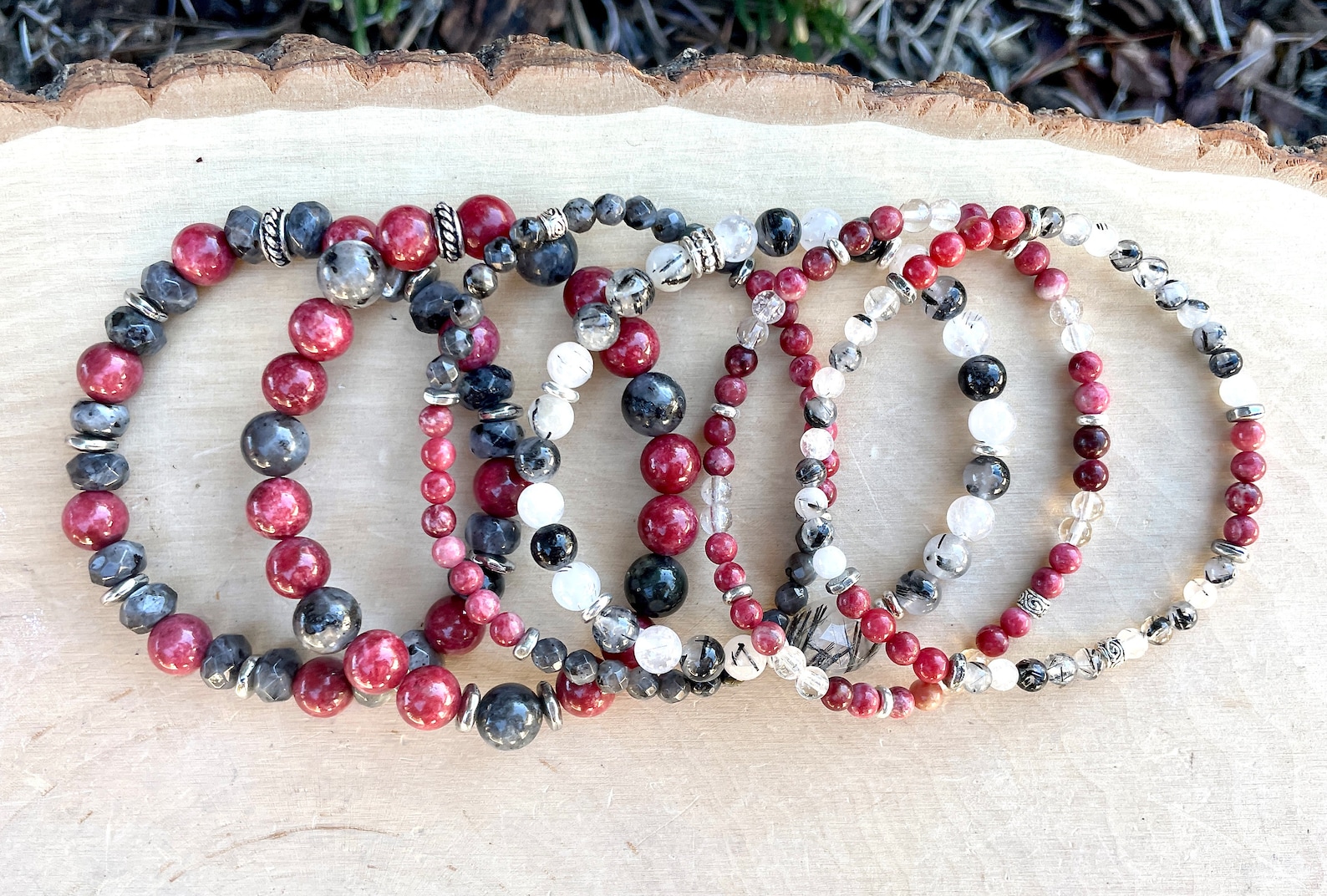Norwegian THULITE & LARVIKITE BRACELET, Choice, Natural Stone, Norway ...