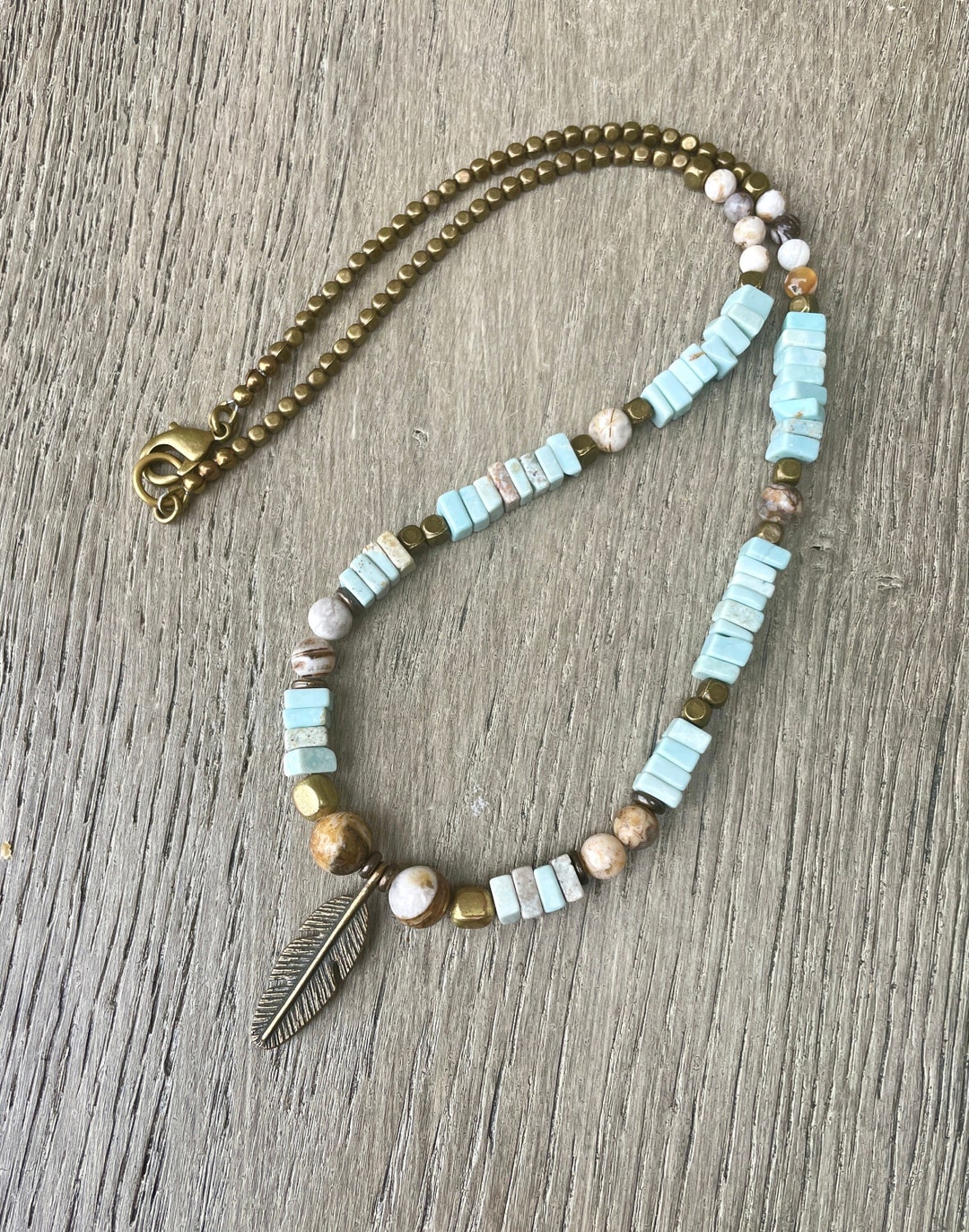 Nevada Dry Creek TURQUOISE NECKLACE With Opalized Petrified Wood ...